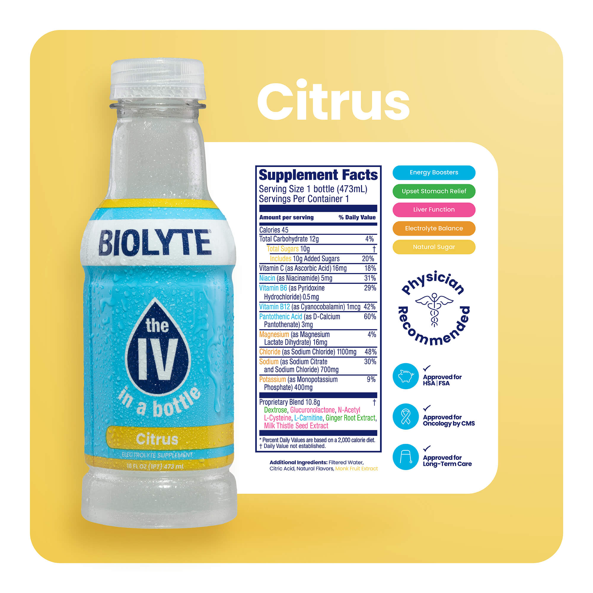 BIOLYTE Recovery Drink - Citrus 12-Pack